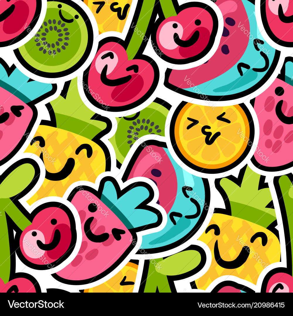 Lovely berries and fruits mix pattern Royalty Free Vector