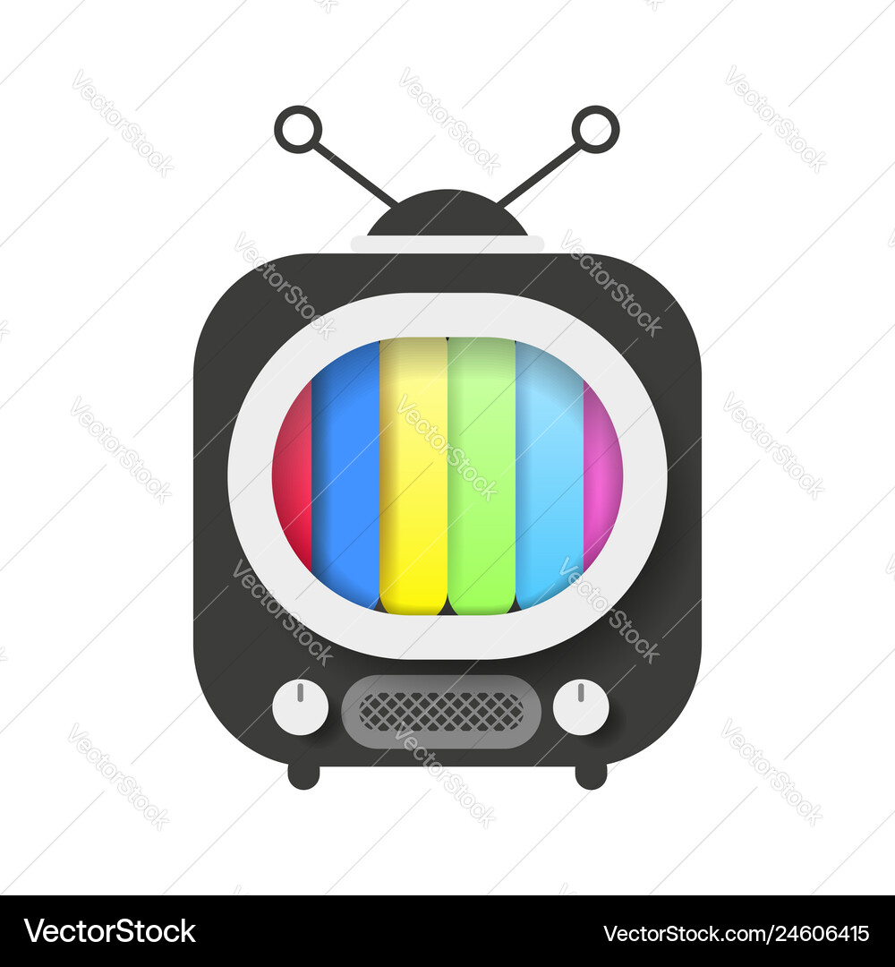 Retro tv with color screen Royalty Free Vector Image
