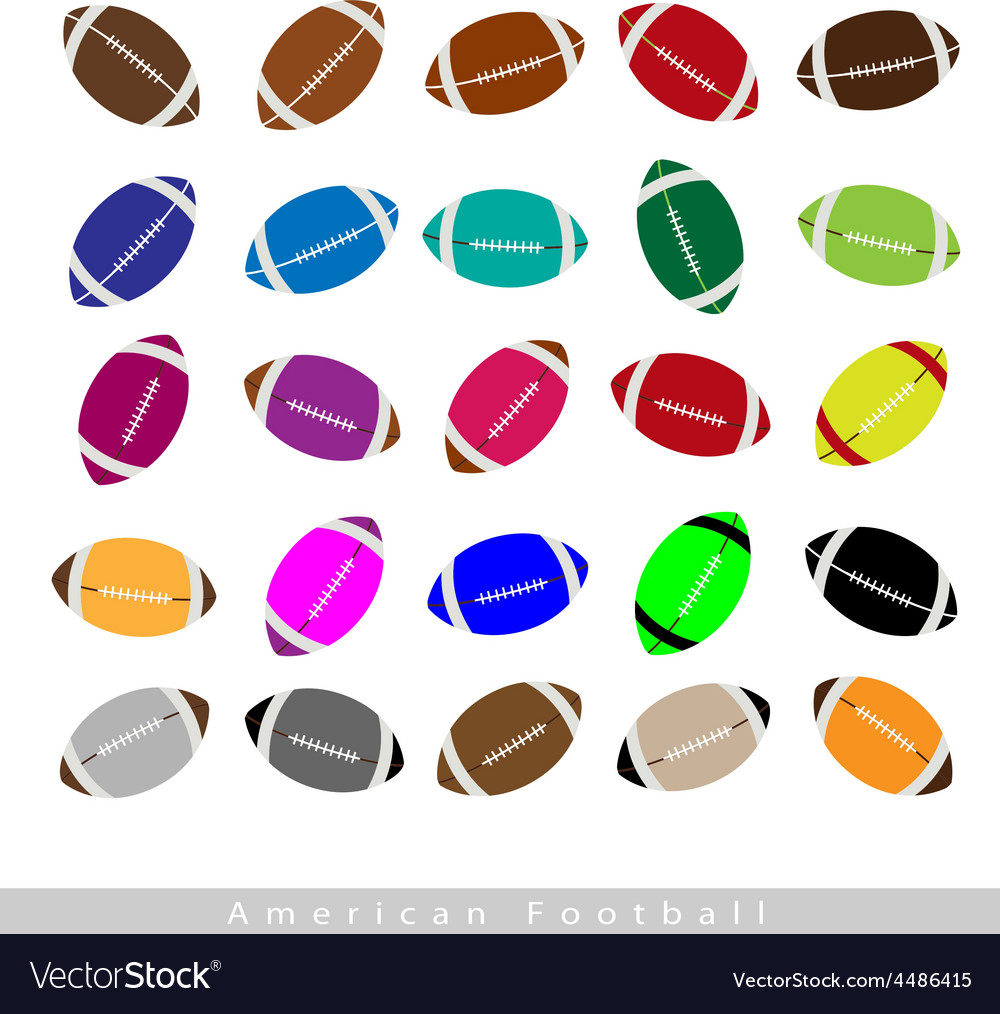 Set of multi-colored american footballs on white Vector Image