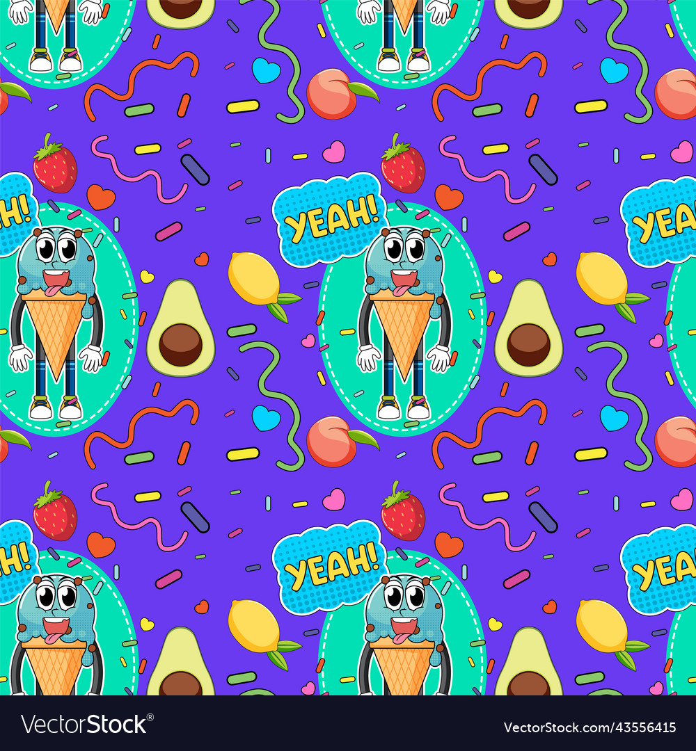 Sweet Ice Cream Seamless Pattern Royalty Free Vector Image