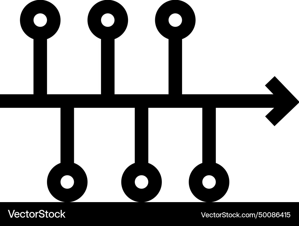 Timeline action plan icon with black outline Vector Image