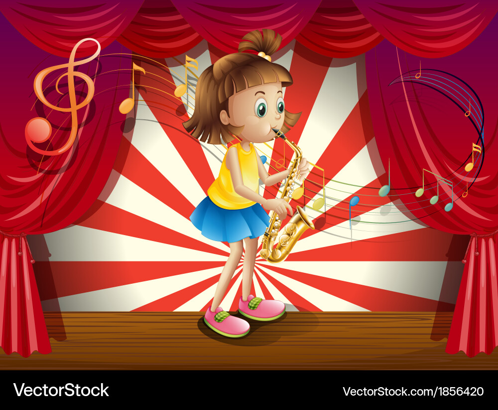 A young musician at the stage Royalty Free Vector Image