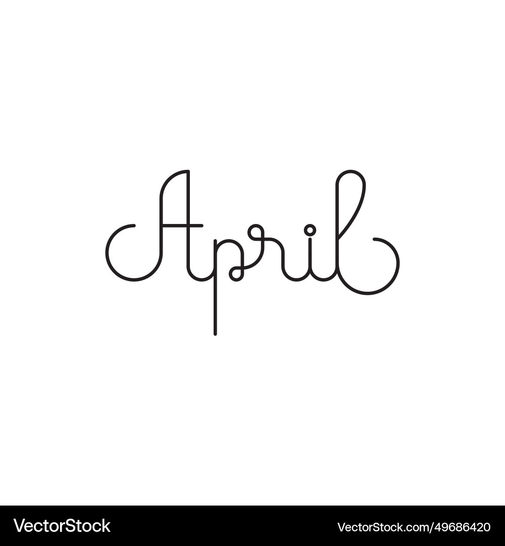 April month monoline outline lettering Royalty Free Vector