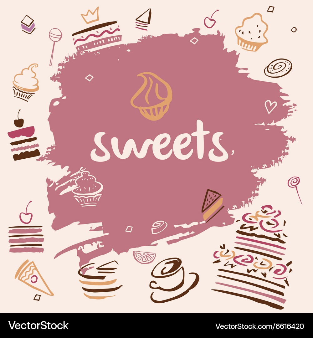 Banner hand-drawn sweets Royalty Free Vector Image