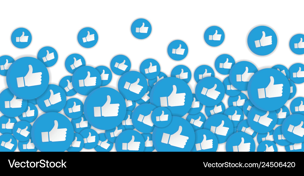 Blue hand likes signs on white background Vector Image