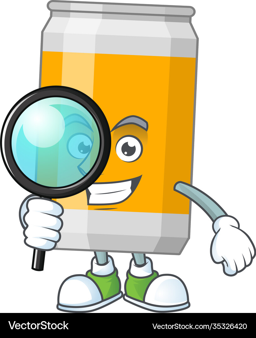 Cartoon beer can working as a private detective Vector Image