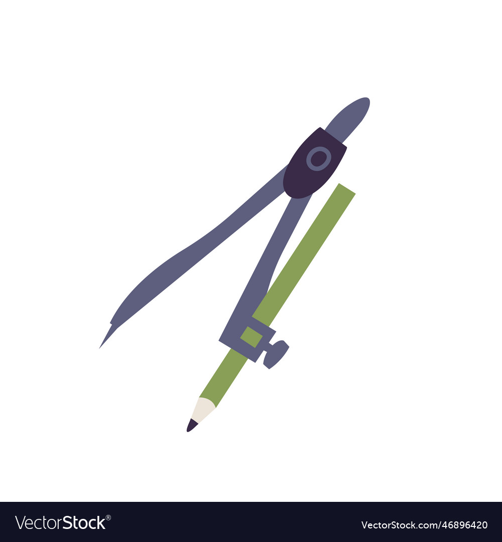 Compass With Pencil Isolated On A White Background