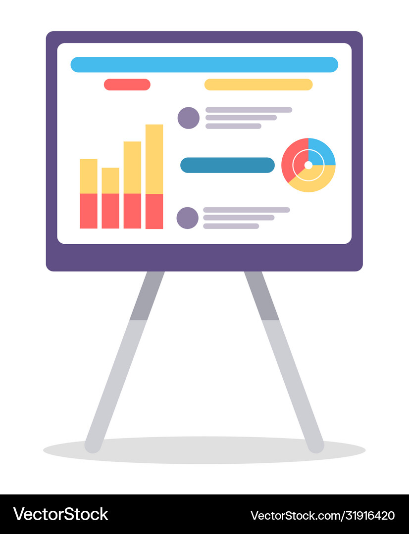 Data diagram and graphic on board business report Vector Image