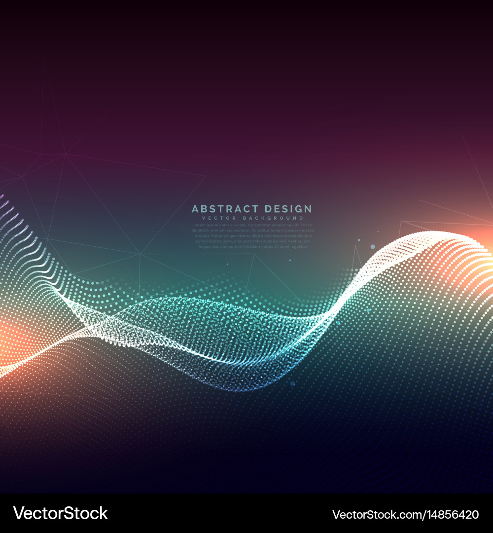 Digital particles wave mesh technology background Vector Image