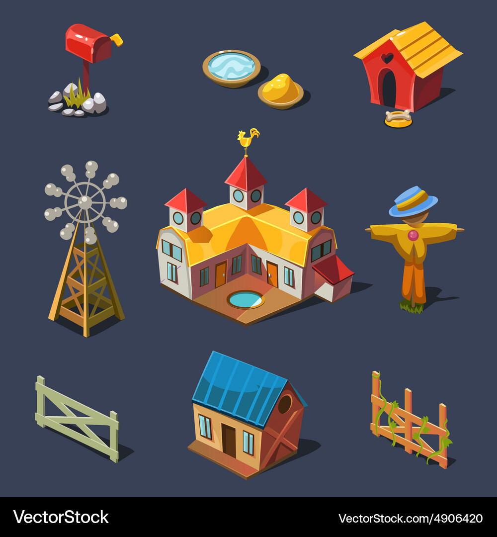 Farm big set of design elements in modern flat Vector Image