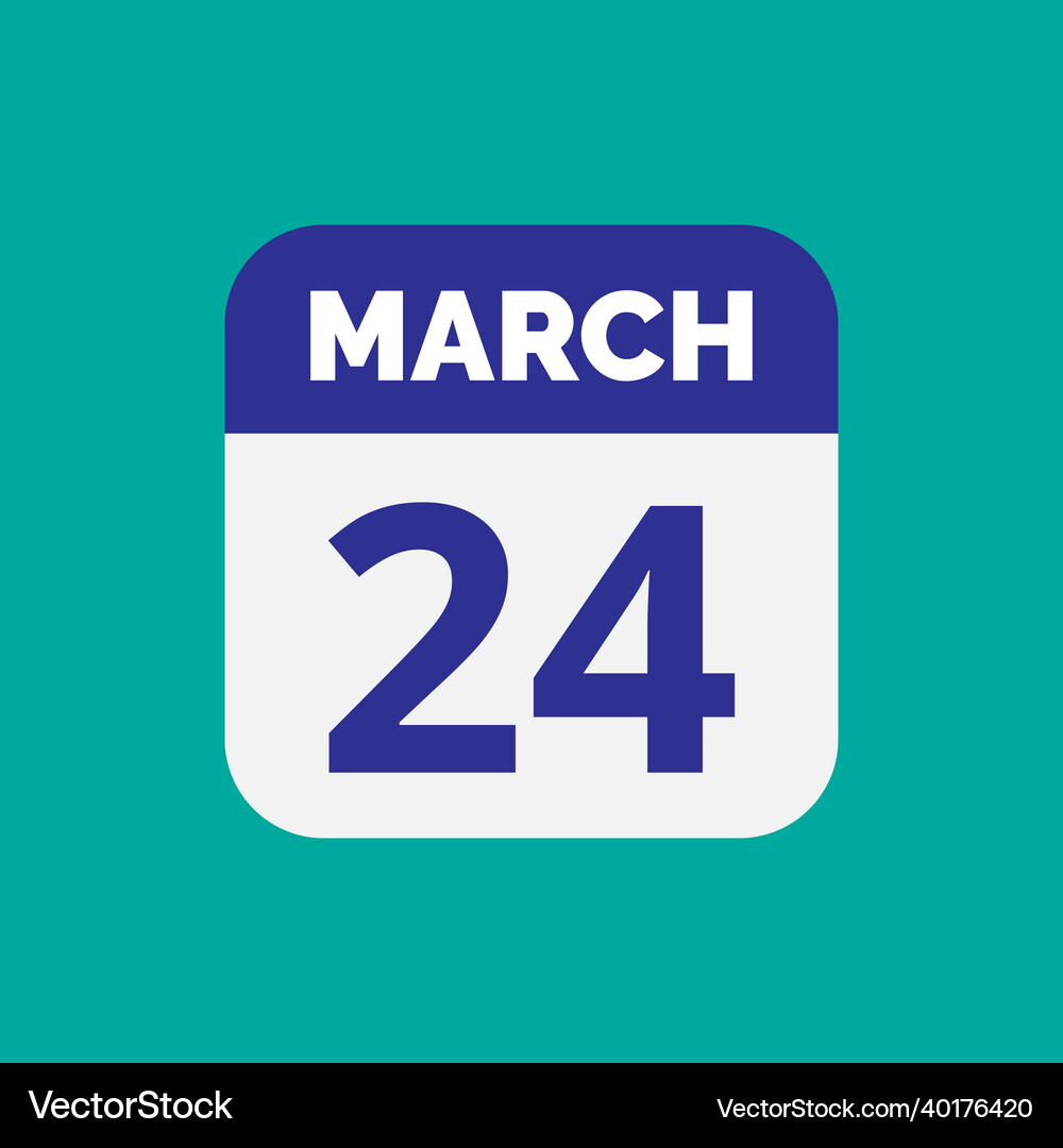 Flat march 24 calendar date icon stock Royalty Free Vector