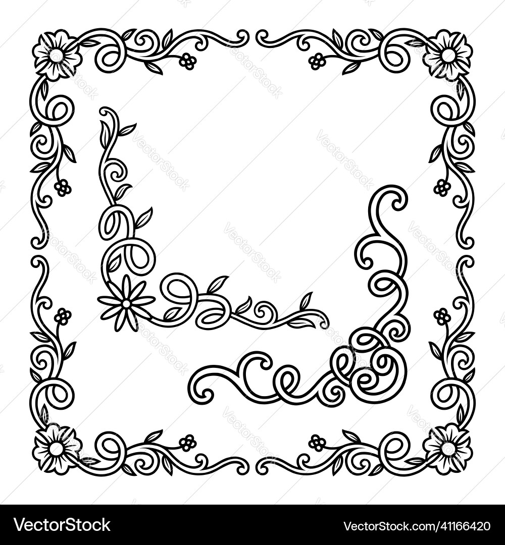 Floral ornament decoration frame and corner Vector Image