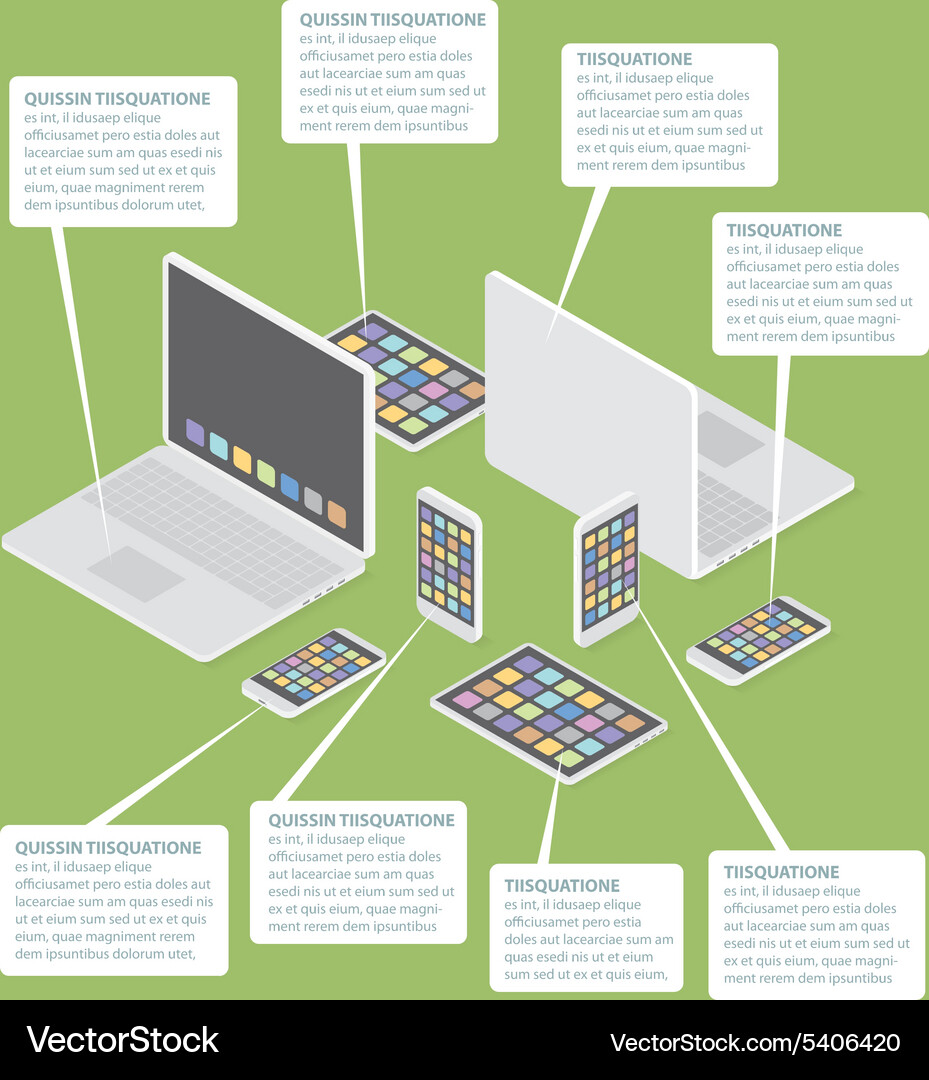 Gadget concept 3d flat isometric cell phone laptop