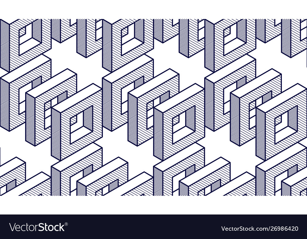Geometric cubes abstract seamless pattern 3d Vector Image
