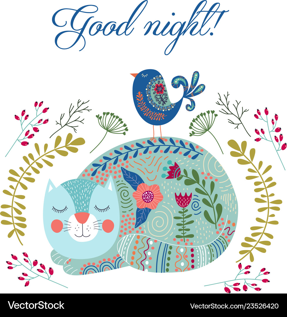 Good night art colorful Royalty Free Vector Image