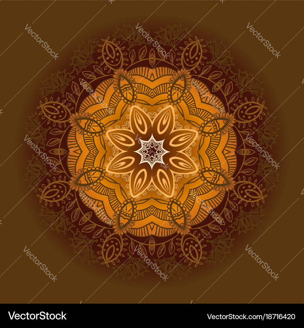 Hand drawn ethnic circular beige ornament Vector Image