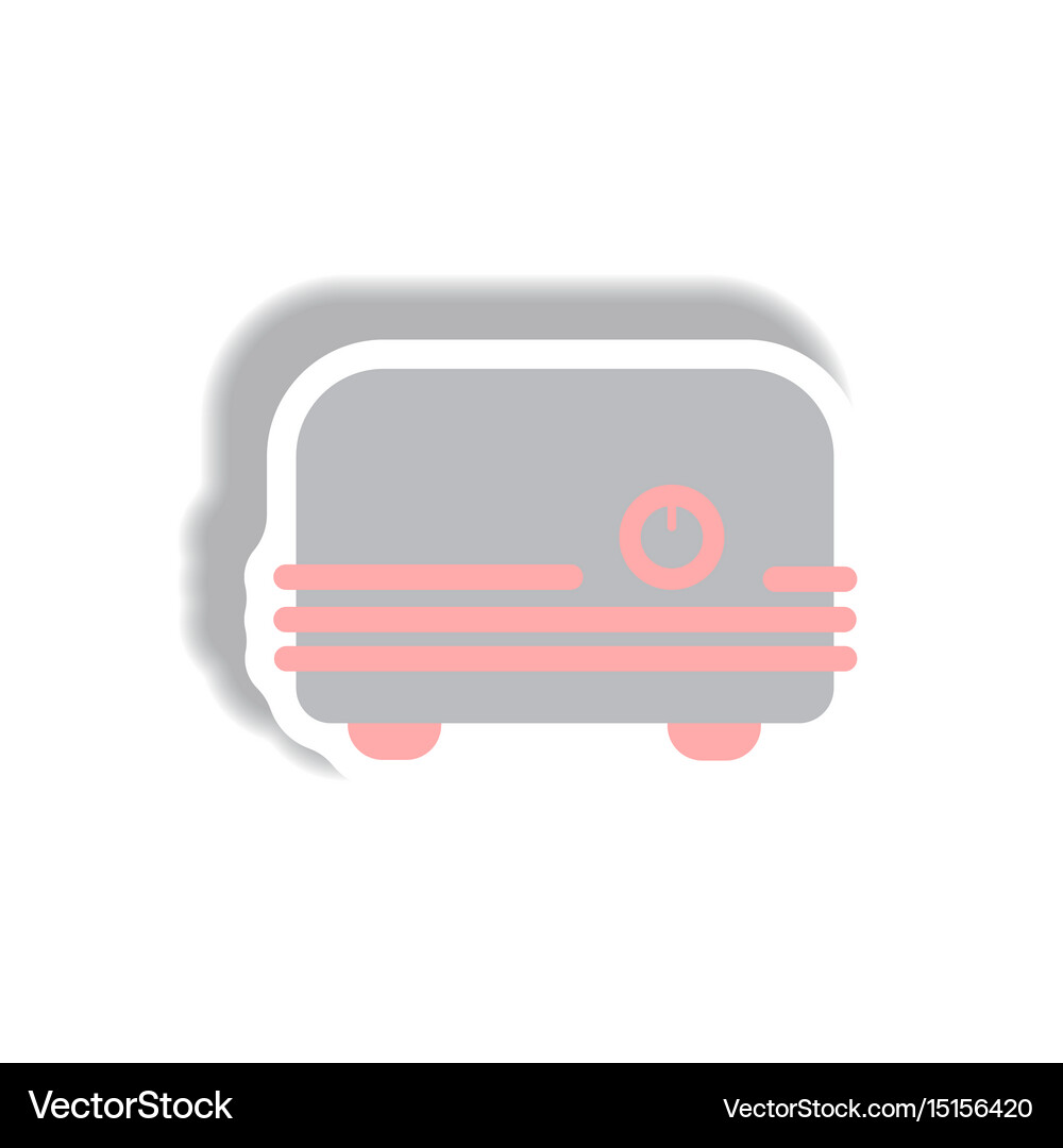 In paper sticker style toaster Royalty Free Vector Image