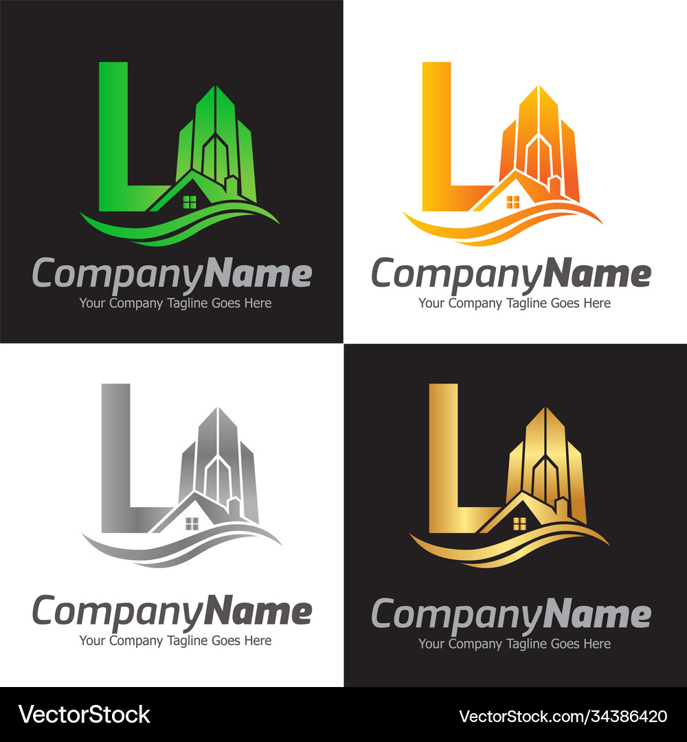 Letter l real estate logo template Royalty Free Vector Image
