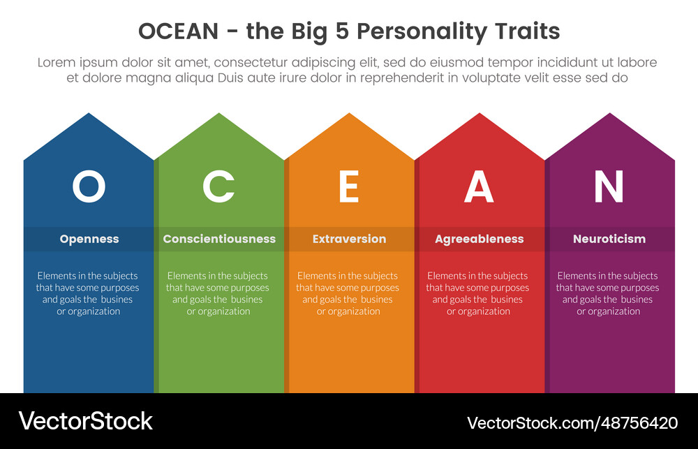 Ocean big five personality traits infographic 5 Vector Image