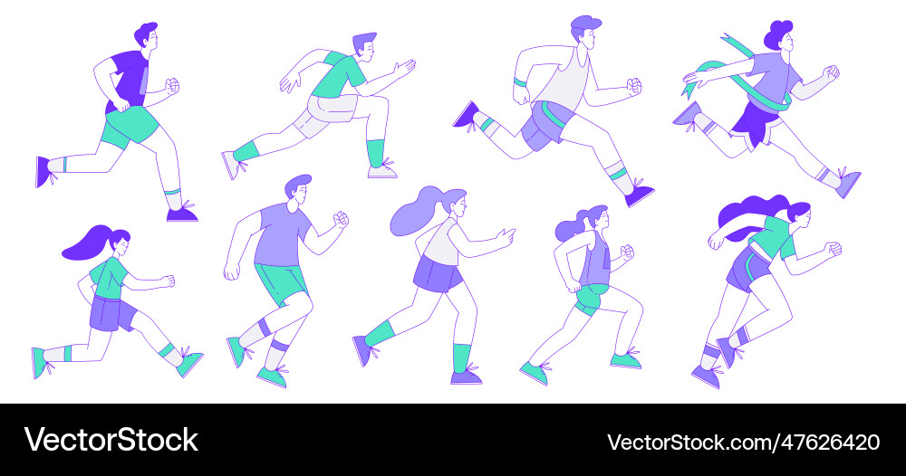 People characters running sport marathon Vector Image