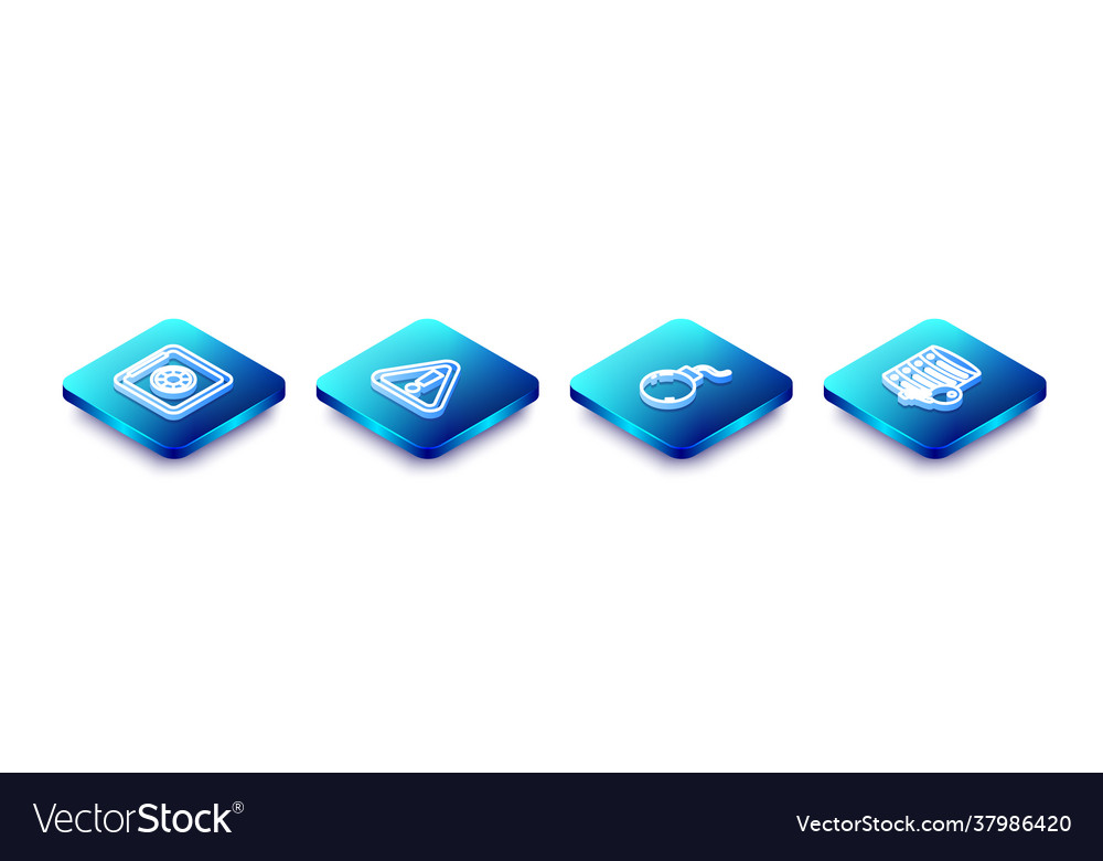 Set isometric line safe exclamation mark Vector Image Set isometric line safe exclamation mark Vector Image