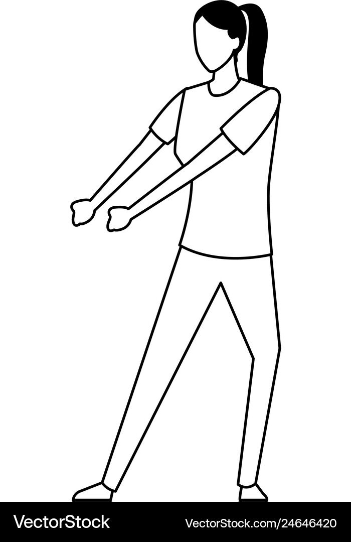 Woman pulling cartoon in black and white Vector Image