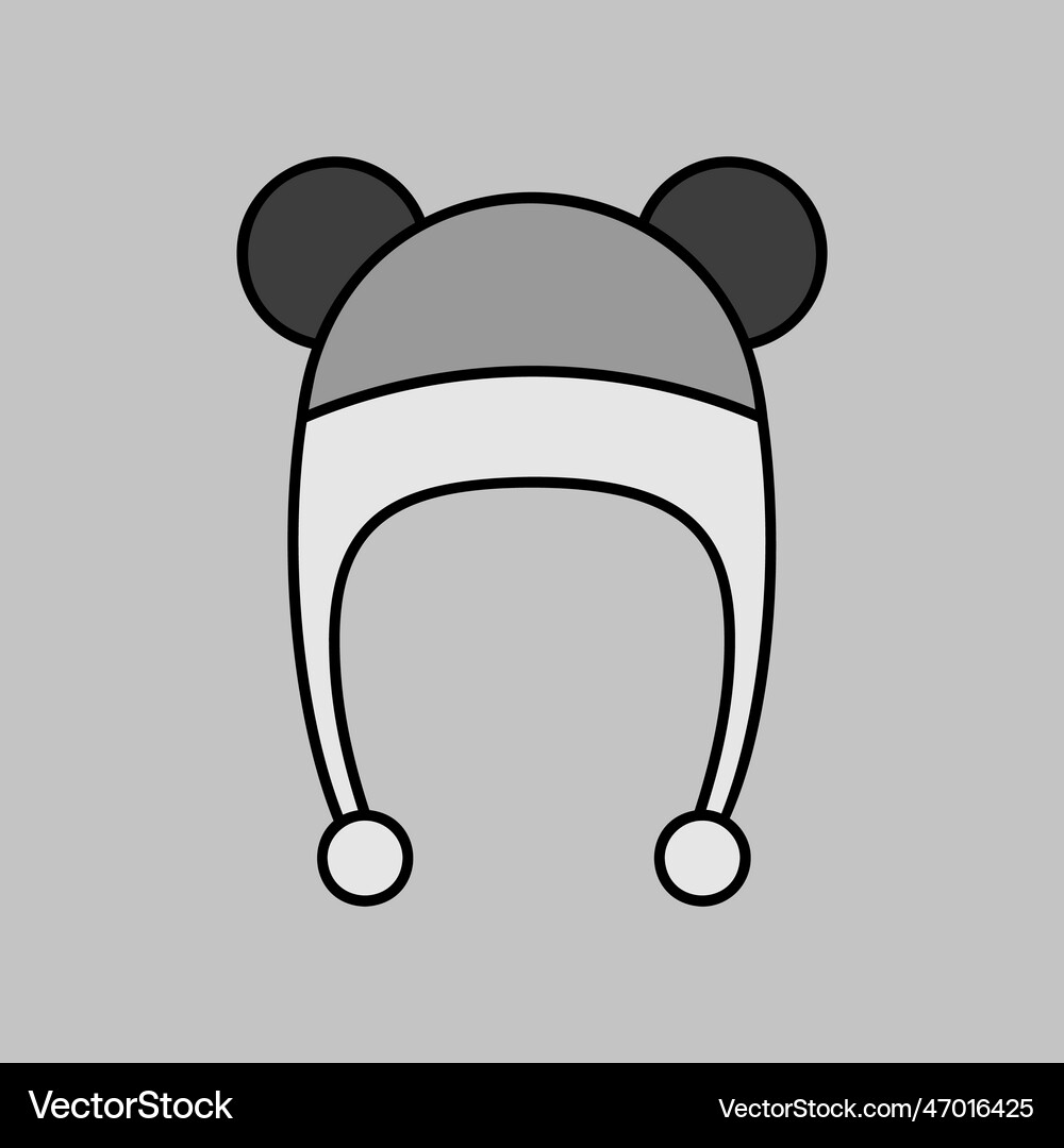 Baby hat with ears isolated grayscale icon graph Vector Image
