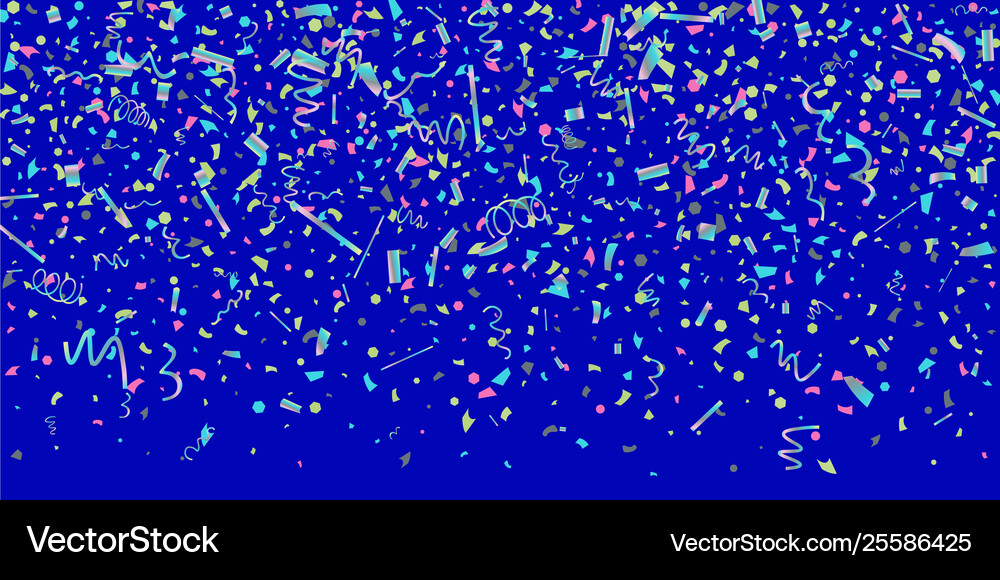 Colorful colored confetti on a blue background Vector Image
