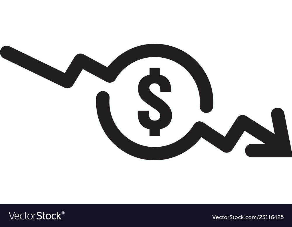 Dollar arrow decrease icon money symbol Royalty Free Vector