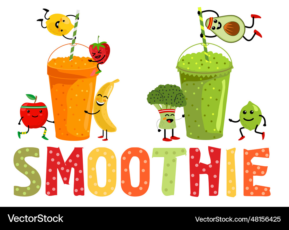 Fruit and vegetable smoothies cartoon smoothies Vector Image