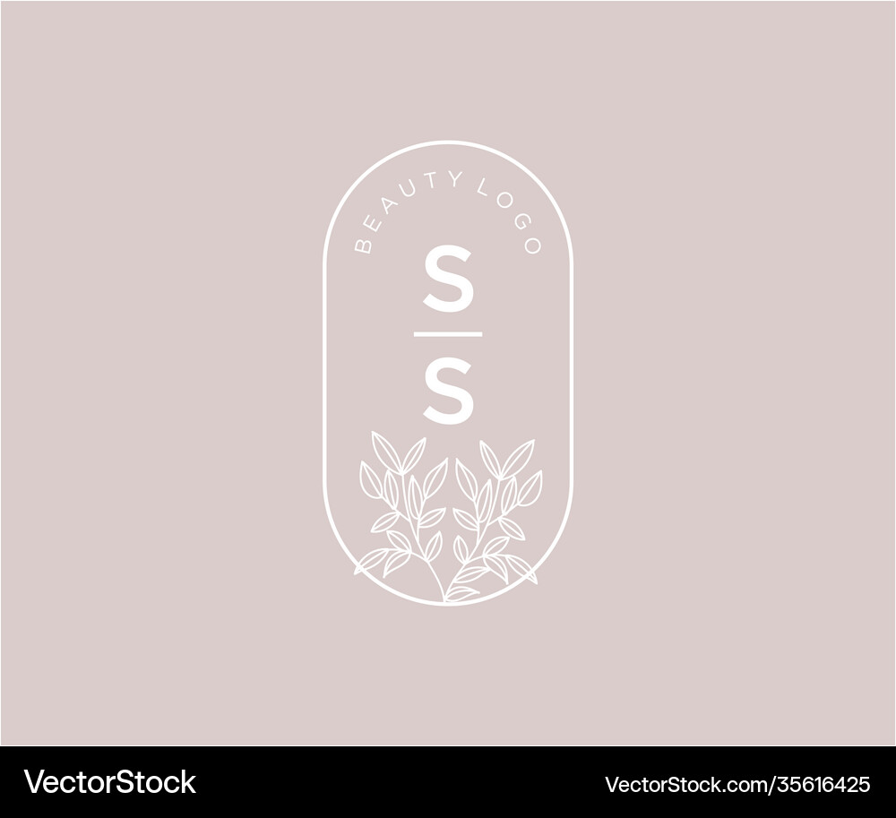 Initial ss letters beautiful floral feminine Vector Image