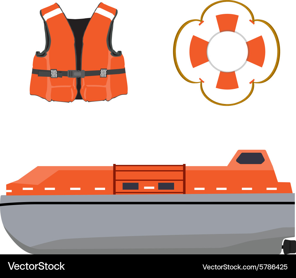 Life boat jacket and buoy Royalty Free Vector Image