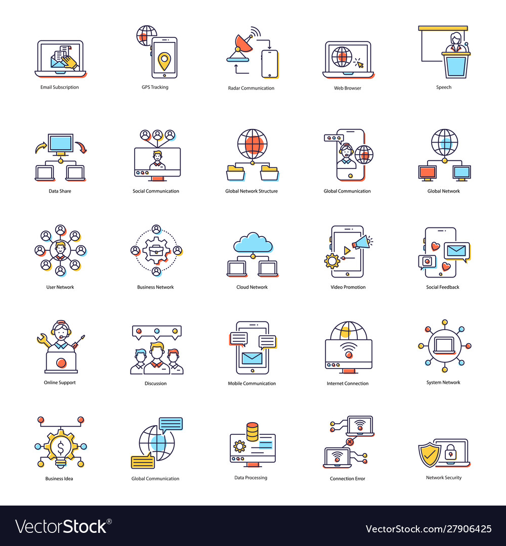 Modern technology flat icons pack Royalty Free Vector Image