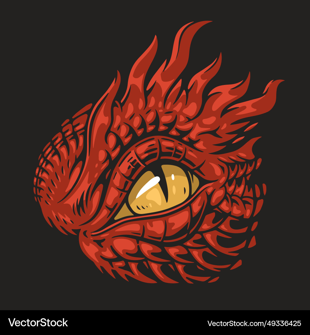 Red dragon eye colorful sticker Royalty Free Vector Image