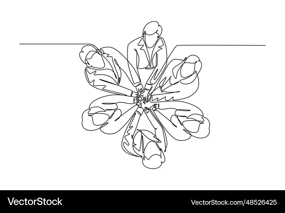 Single one line drawing top view businessmen Vector Image