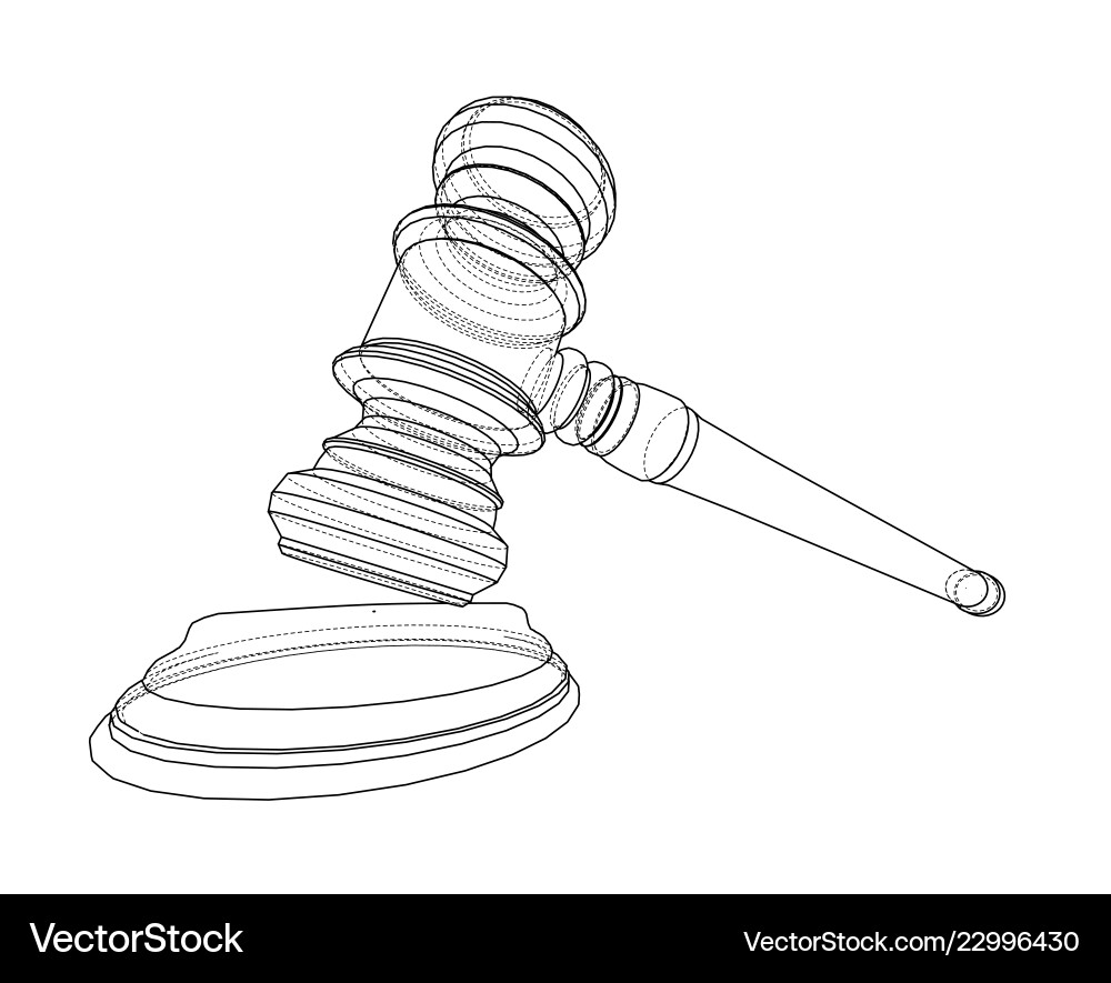 3d outline gavel rendering of Royalty Free Vector Image