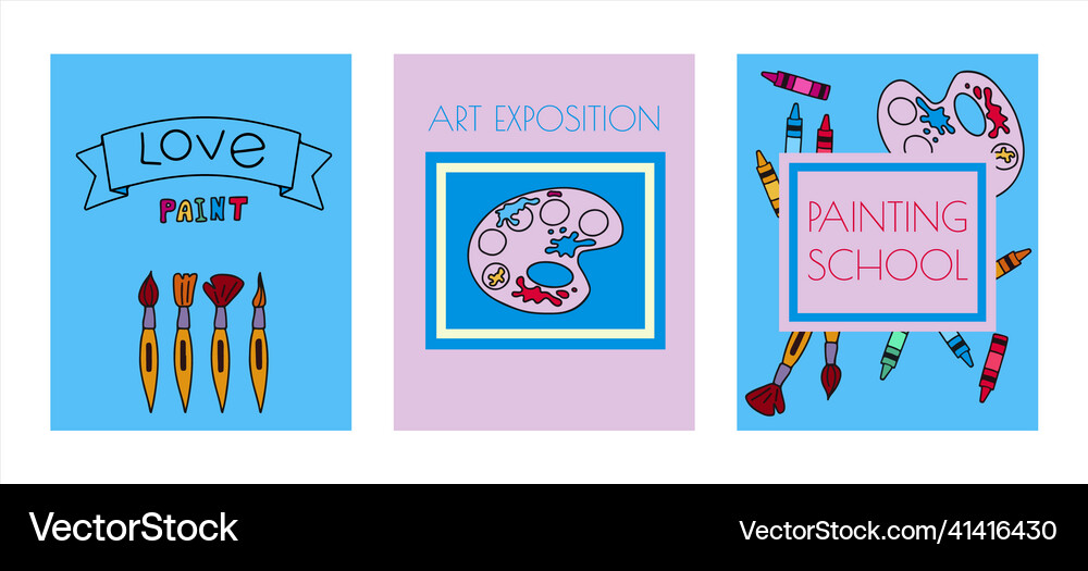 Art tools sketch banners cards hand drawn Vector Image