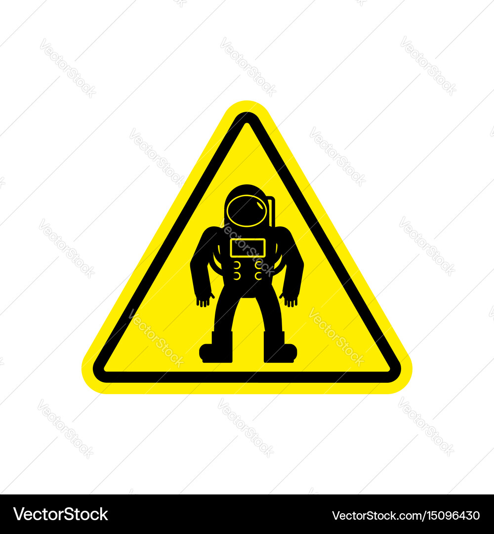 Astronaut warning sign yellow cosmonaut hazard Vector Image