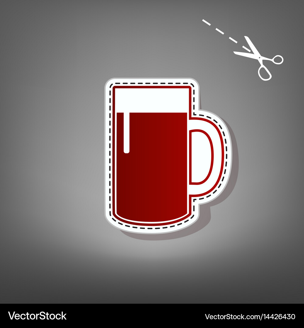 Beer glass sign red icon Royalty Free Vector Image