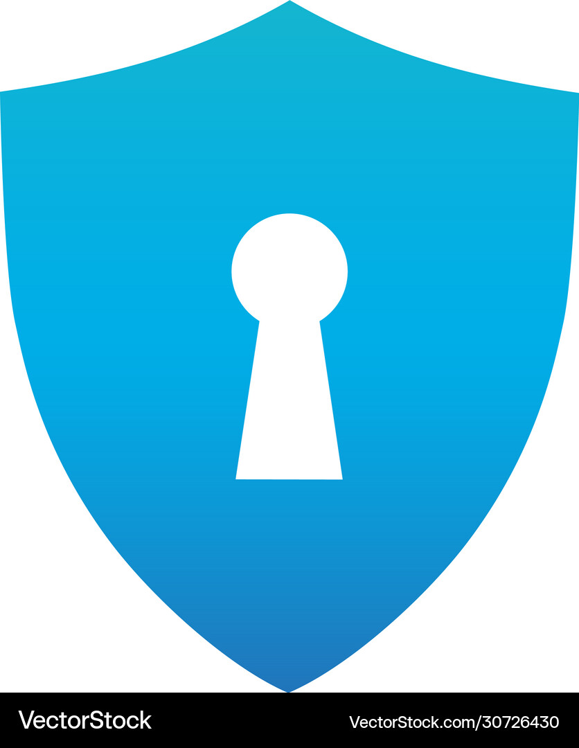 Blue shield with keyhole defense sign protection Vector Image