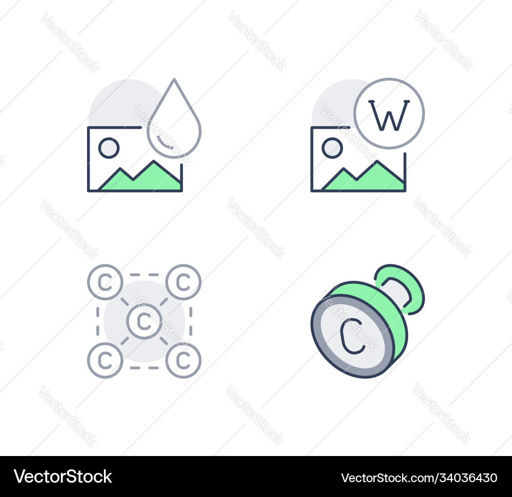 Copyright line icons included Royalty Free Vector Image