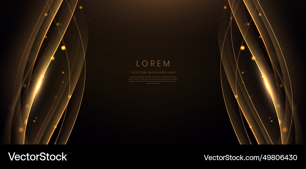 Gold curved ribbon on black background Royalty Free Vector