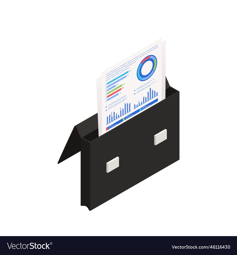 Isometric documents folder composition Royalty Free Vector