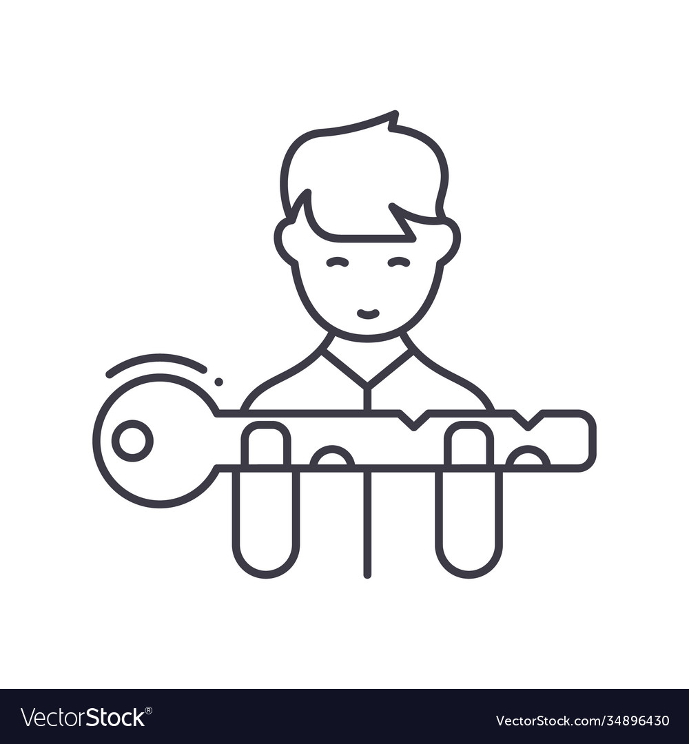 Keyman Icon Linear Isolated Thin Royalty Free Vector Image