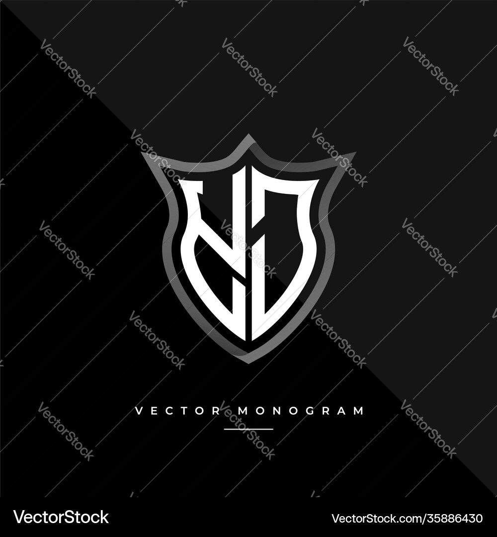 Letter yj logo design silver shield y j monogram Vector Image
