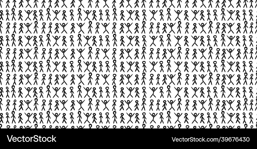 Many stick figures organized in lines seamless Vector Image