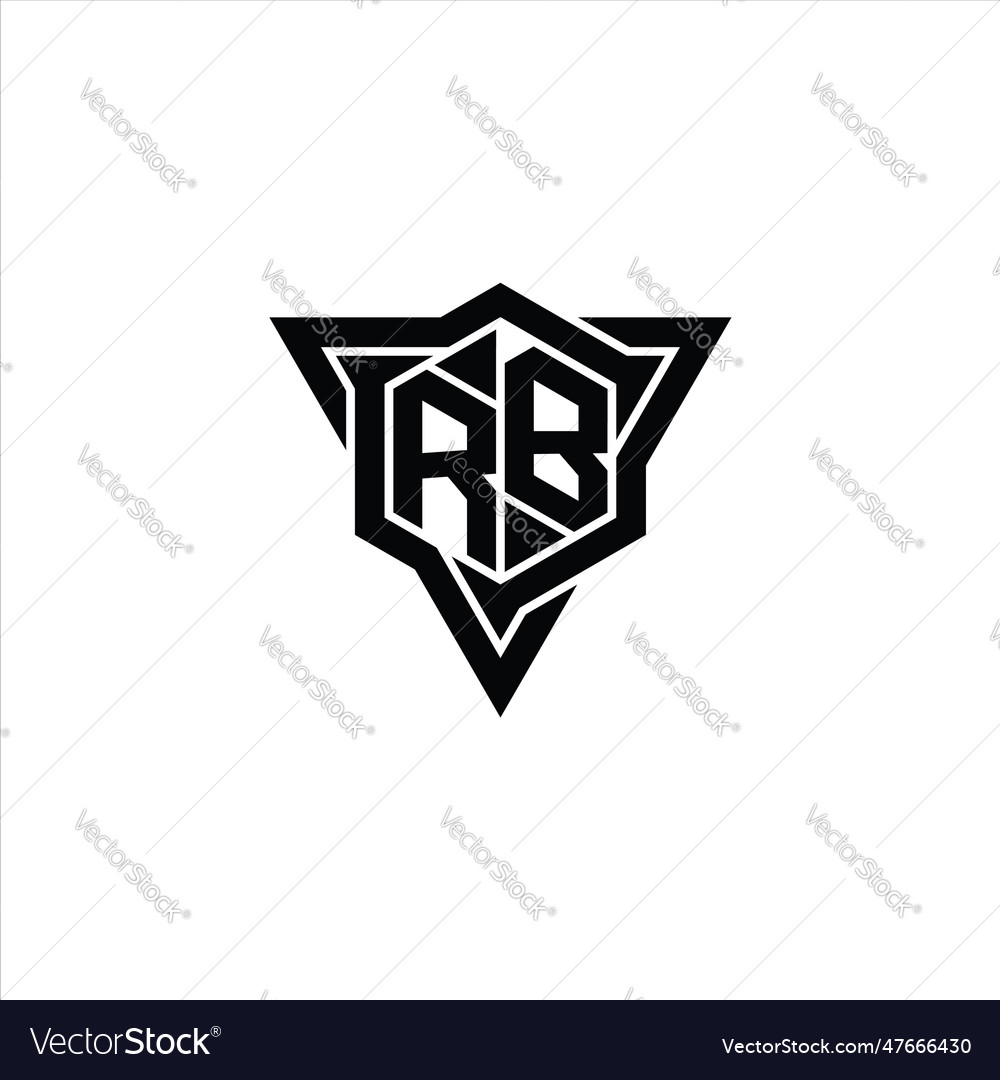 Rb logo monogram hexagon shape with triangle Vector Image