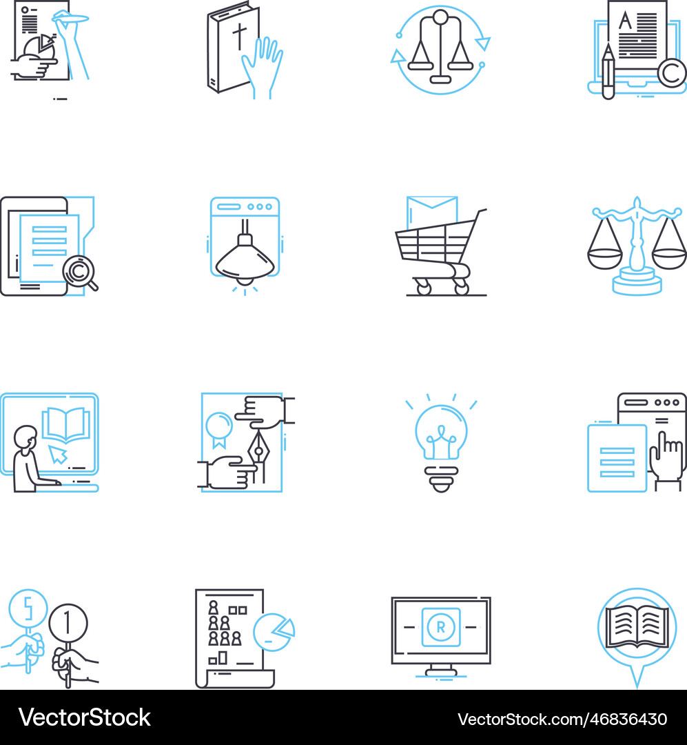 Trademark infringement linear icons set Royalty Free Vector