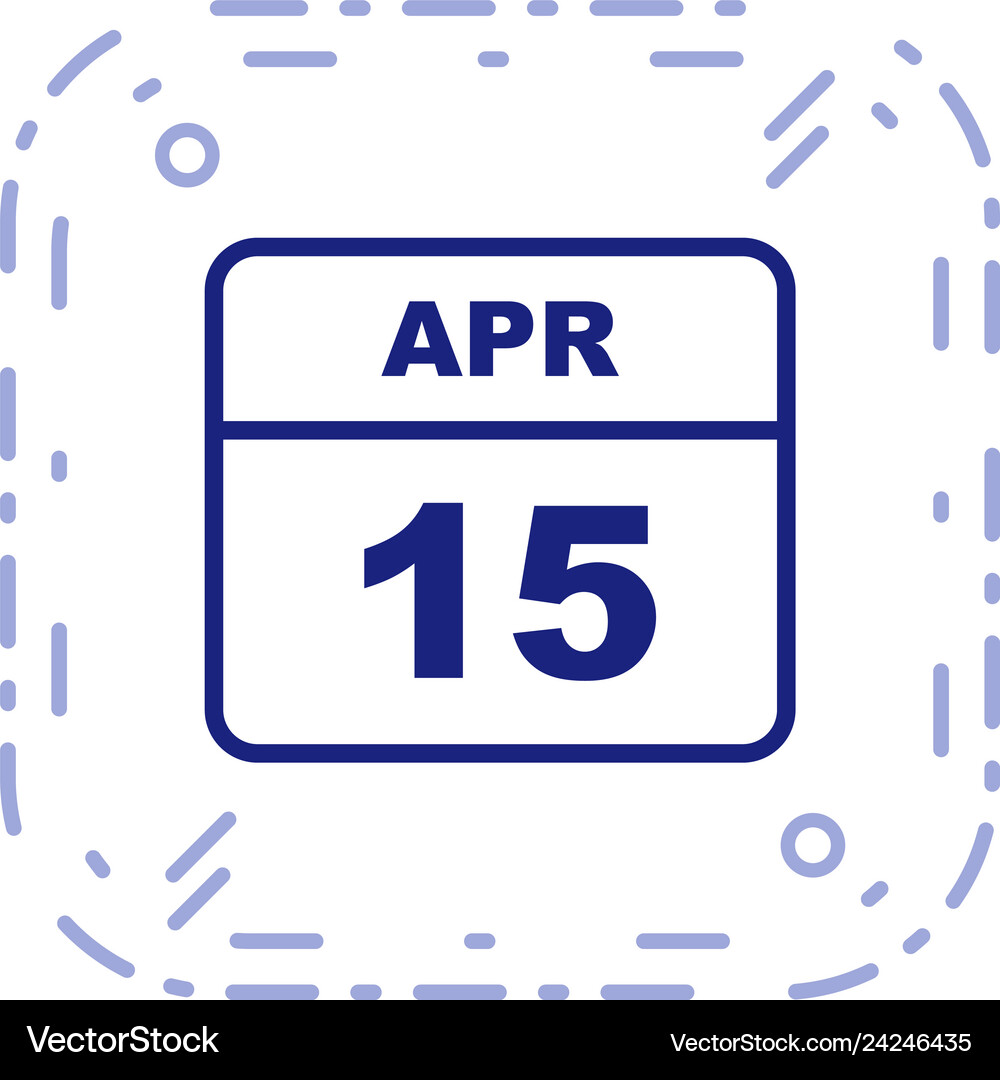 April 15th date on a single day calendar Vector Image