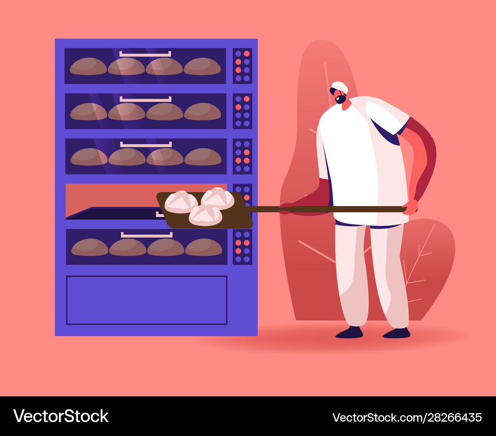 Bakery factory and bread production concept baker Vector Image